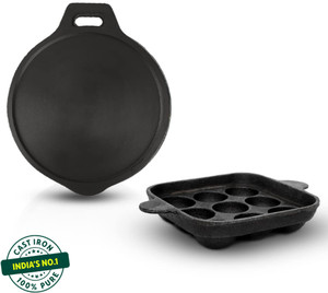 The Indus Valley Pre-Seasoned Cast Iron Cookware Set | Paniyaram Pan ...