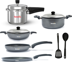 Senora Stainless Steel Pressure Cooker Nonstick Cookware 8 PC Set I ...