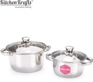 Kitchen Krafts 2 Pcs Dutch Oven (1000 &1500 ml) Induction Bottom ...