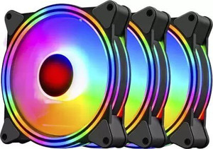 US1984 RGB Gaming Fans, Dual Light Loop RGB LED Fans, Quite Cooling ...