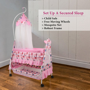 CREW4 Cradle for baby boy and girls. Cradle With Swing And Mosquito Net ...