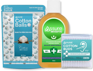 ASSURE AssureIt Antiseptic Liquid 100ml with 50 Cotton Balls & 100 ...
