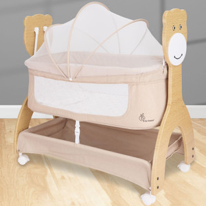 R for Rabbit Lullabies Woodsy Manual Wooden Baby Cradle & Bassinet with ...