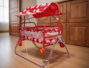 EVOHOUSE 2-in-1 Baby Cradle Palna With Mosquito Net Canopy Swing Rope ...