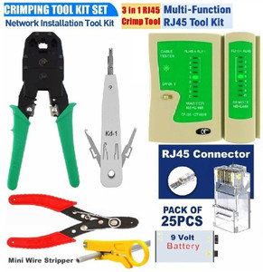 BALRAMA Modular Crimping Tool with Cable Lan Tester with 9 Volt Battery ...