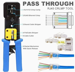 BALRAMA Heavy Duty RJ 45 Crimping Tool for Pass Through Connector RJ11 ...