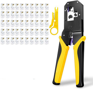 Sadow Rj45 Rj11 Crimping Tool- Ethernet Color Coding & 50 Pcs RJ45 Lan ...