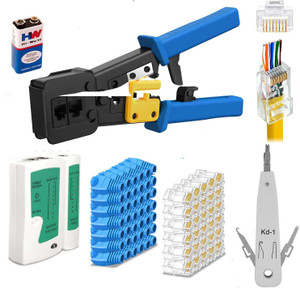 Sadow RJ45 Crimping Tool Kit Pass Through Crimper Stripper for Cat5 ...