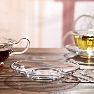 Coozico Pack of 2 Glass Clear Glass Saucer Set of 6 Only Saucers ...