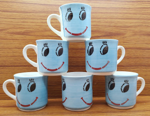 laghima jadon Pack of 6 Ceramic Coffee/Tea Cup Blue Emoji Smiley Print ...