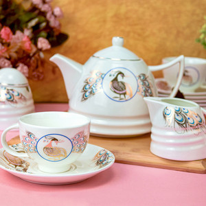 Deco Pride Pack of 17 Ceramic Tea Set For 6 Person Serving Elegant ...