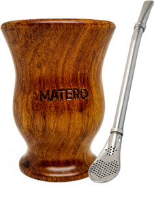 MATERO Pack of 1 Wooden Yerba Mate Wooden Cup with 1 Straw tea cup ...