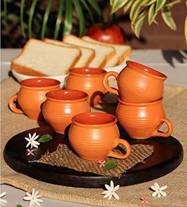 Neema Handicrafts Pack of 6 Ceramic Printed Tea Cup/kulhad Set with ...