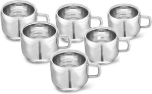 STEEPLE Pack of 6 Stainless Steel "Elegant Steel Cups, Coffee Mug for ...