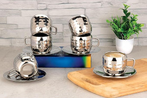 STEEPLE Pack of 12 Stainless Steel Steel Tea Cup, Cup Set, Tea Cup Set ...