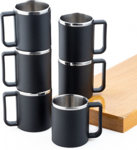 Flipkart SmartBuy Pack of 6 Stainless Steel, Plastic Tea Cups Set, Tea ...