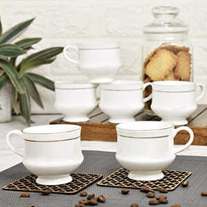 Coverage Pack of 1 Ceramic White Gold Line Bone China Tea/Coffee Cup ...