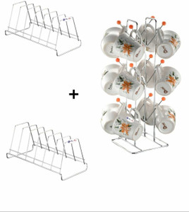 FineArts Cup Kitchen Rack Steel Stainless Steel Cup Stand With Plate ...