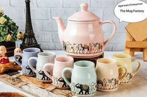 The Mug Factory Pack of 7 Ceramic Ceramic Flask Shape Animal Printed 6 ...