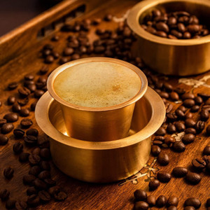 Siddarth Pack of 1 Brass Filter Coffee Dabara Set (1 Brass Dabara & 1 ...