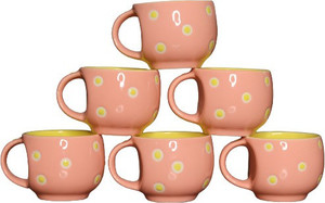 KIKI CREATION Pack of 6 Bone China, Ceramic Pink ludo tea cup set Price ...