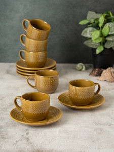 CLAY CRAFT Pack of 12 Ceramic A Versatile & Stylish Tea Set Featuring 6 ...
