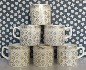 shailzz's Pack of 6 Ceramic white pipe Mona tea & coffee cup set -120ML ...