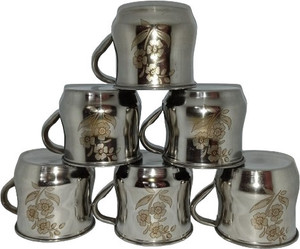 SCG Pack of 6 Stainless Steel Single Wall Laser Printed Matka Pot ...