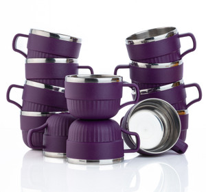 SPEACK Pack of 12 Stainless Steel, Plastic Tea Cups Set, Tea Cup, Tea ...