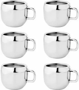 VISAXMI Pack of 6 Stainless Steel Double Wall Tea Cup Set of 6 ...