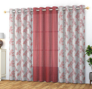 Stackers 152 cm (5 ft) Tissue Transparent Window Curtain (Pack Of 3 ...