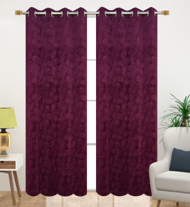 Stackers 152 cm (5 ft) Window Velvet Room Darkening Curtain (Pack Of 2 ...