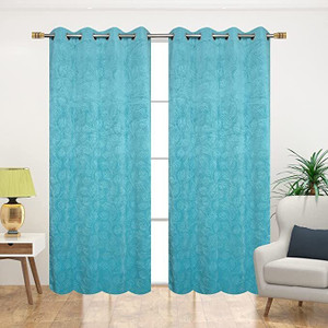 Stackers 213 cm (7 ft) Door Velvet Room Darkening Curtain (Pack Of 2 ...