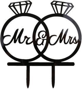 PRINTWORLDSHOP Wedding Ceremony Cake Topper ,Double Diamond Ring Mr Mrs ...