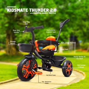 Kidsmate Thunder 2.0 Plug N Play Kids Tricycle: Equipped with Safety ...