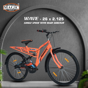 MAGIC 26T WAVE SINGLE SPEED WITH REAR SHOCKER - CALIPER BRAKES 26 T ...