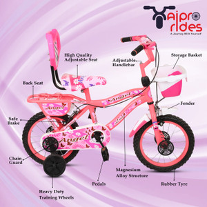 crafto kids 14T (ANGEL BICYCLE M- RIM) NEW BABY PINK COLOUR HEAVY DUTY ...