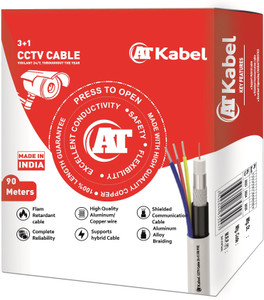 AT Kabel 3-in-1 Cable 90 m 23AWG Pure Copper CCTV Camera Coaxial Cable ...