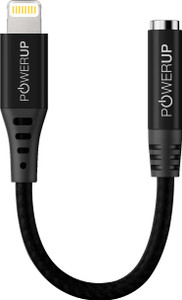 POWERUP AUX Cable 0.12 m LIightning to Aux cable 12cm | Braided jacket ...
