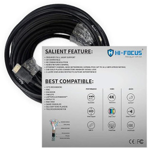 HI-FOCUS HDMI Cable 3 m M High Speed Pro Premium Hdmi 4K Cable Upto 10 ...