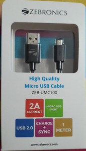 ZEBRONICS Micro USB Cable 2 A 1 m 2A Fast Charging Sync And Charge ...