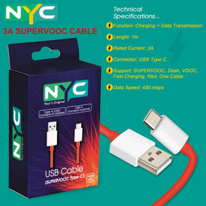 Nyc USB Type C Cable 3 A 1 m 100CM Red Cable Support 33W SUPERV_OC ...