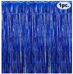 House of Banter Blue Tensile Fringe Foil Party Curtain, 3 ft X 6ft ...