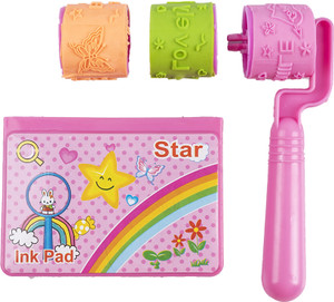 MARKET 99 Pink Stamp Roller Set, Stamps & Ink Pad, Pink, Plastic & Tpr ...