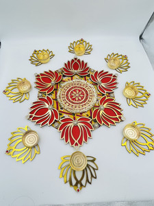 Veraa Red & Gold Lotus Rangoli Diya Big For Home Decor Price in India ...