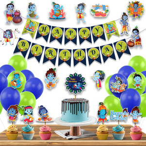 Party Around Little Krishna Theme Birthday Decoration for Kids Birthday ...