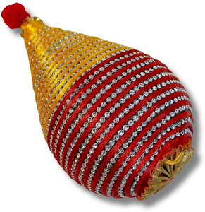 HMS HALDI MEHENDI SHAADI Diamond Red Yellow Decorative Nariyal Gola ...