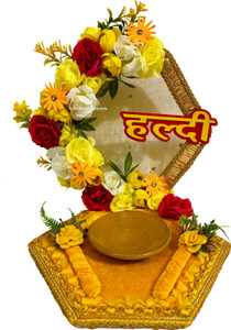 Creative Horizon Handcrafted Artificial Flower Haldi Platter for shaadi ...