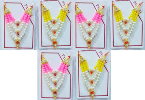 Firmus 3 Line Pearl Moti Mala (Set of 6) for Ganpati Ji (Random Color ...