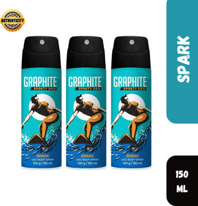 GRAPHITE Spark Sporty Deodorant Body Spray 150ml Each (Pack of 3 ...
